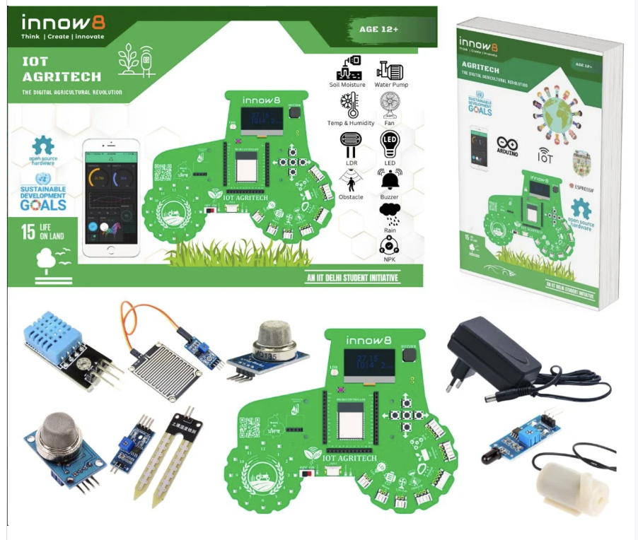 IoT Agritech Kit | Precision Farming with Soil Moisture, Temp, Humidity, Rain & Obstacle Sensors ...